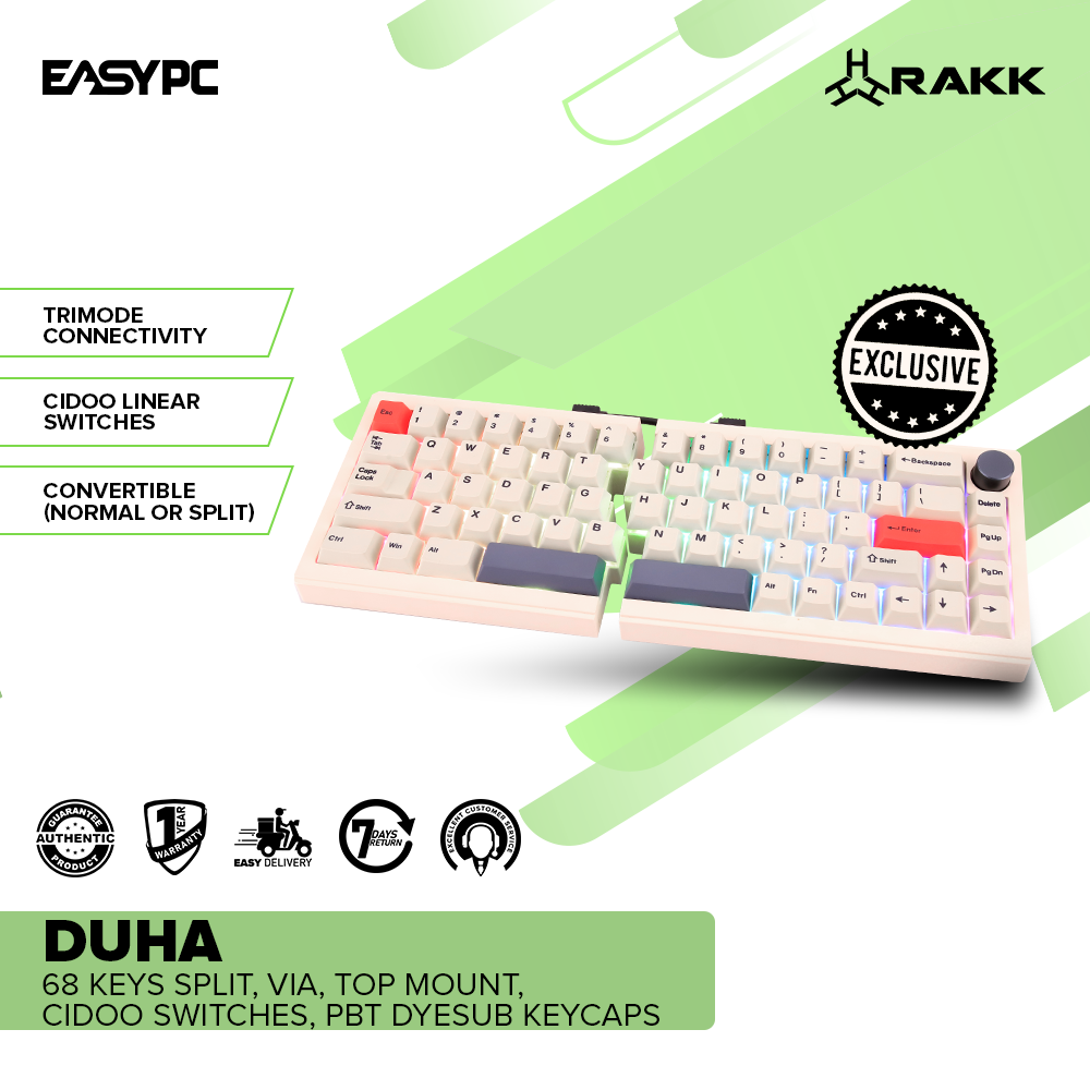 RAKK DUHA / 68 Keys Split | VIA | Top Mount | CIDOO switches | PBT Dye ...