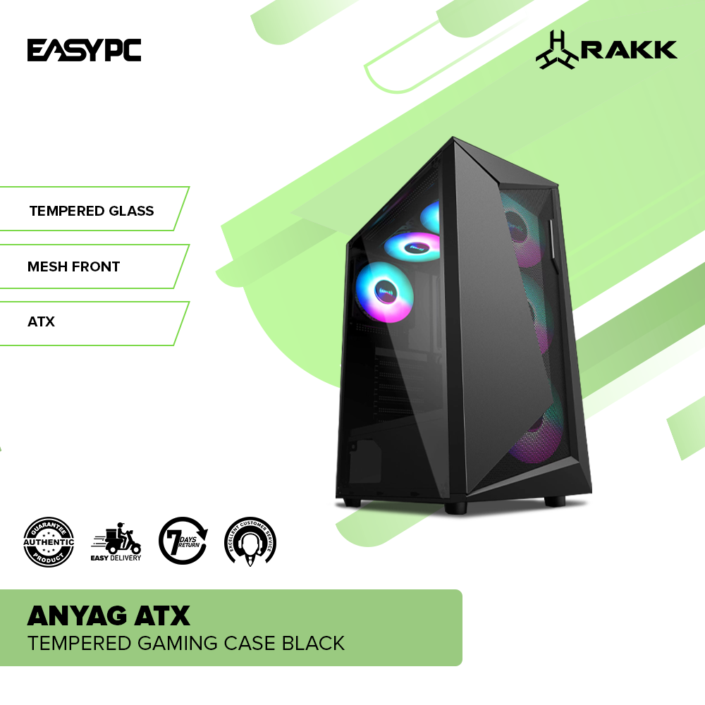 RAKK ANYAG ATX Tempered Gaming Case Black – EasyPC