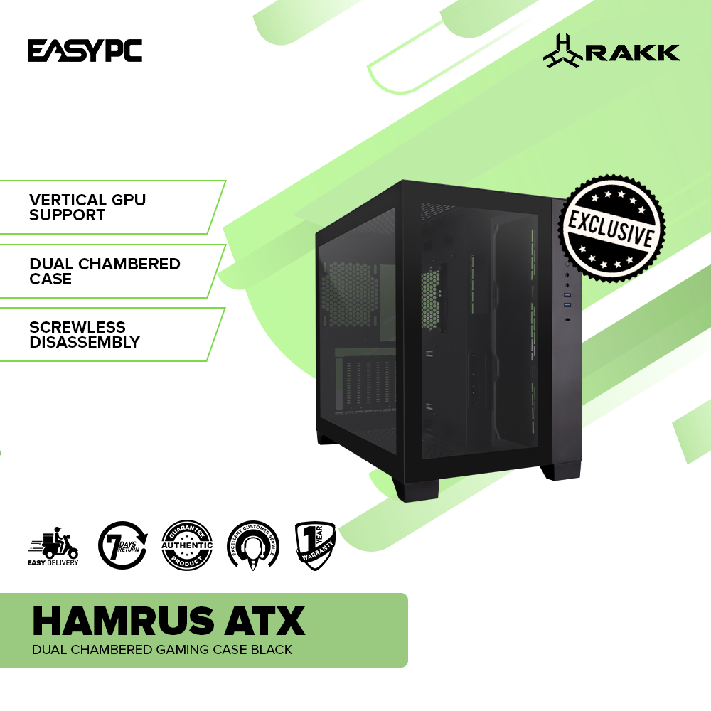 RAKK HAMRUS Gaming PC Case ATX Black – EasyPC