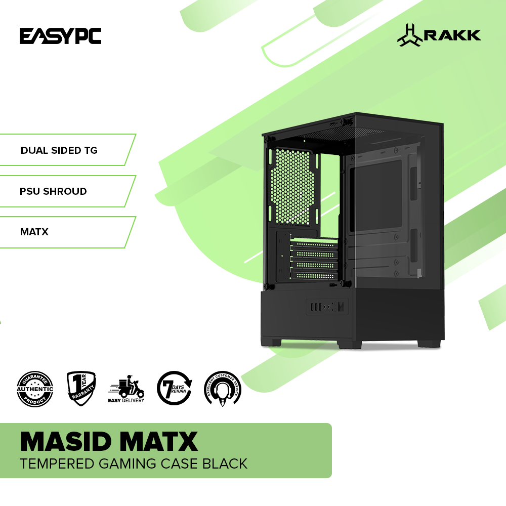 RAKK MASID MATX Tempered Gaming Case Black – EasyPC