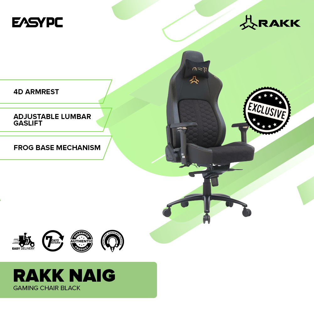 RAKK NAIG Gaming Chair Black – EasyPC