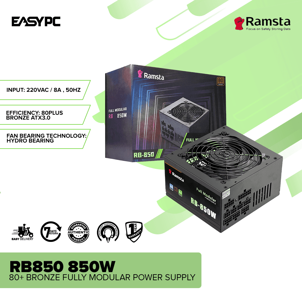 Ramsta RB850 850W 80+ Bronze Fully Modular Power Supply – EasyPC