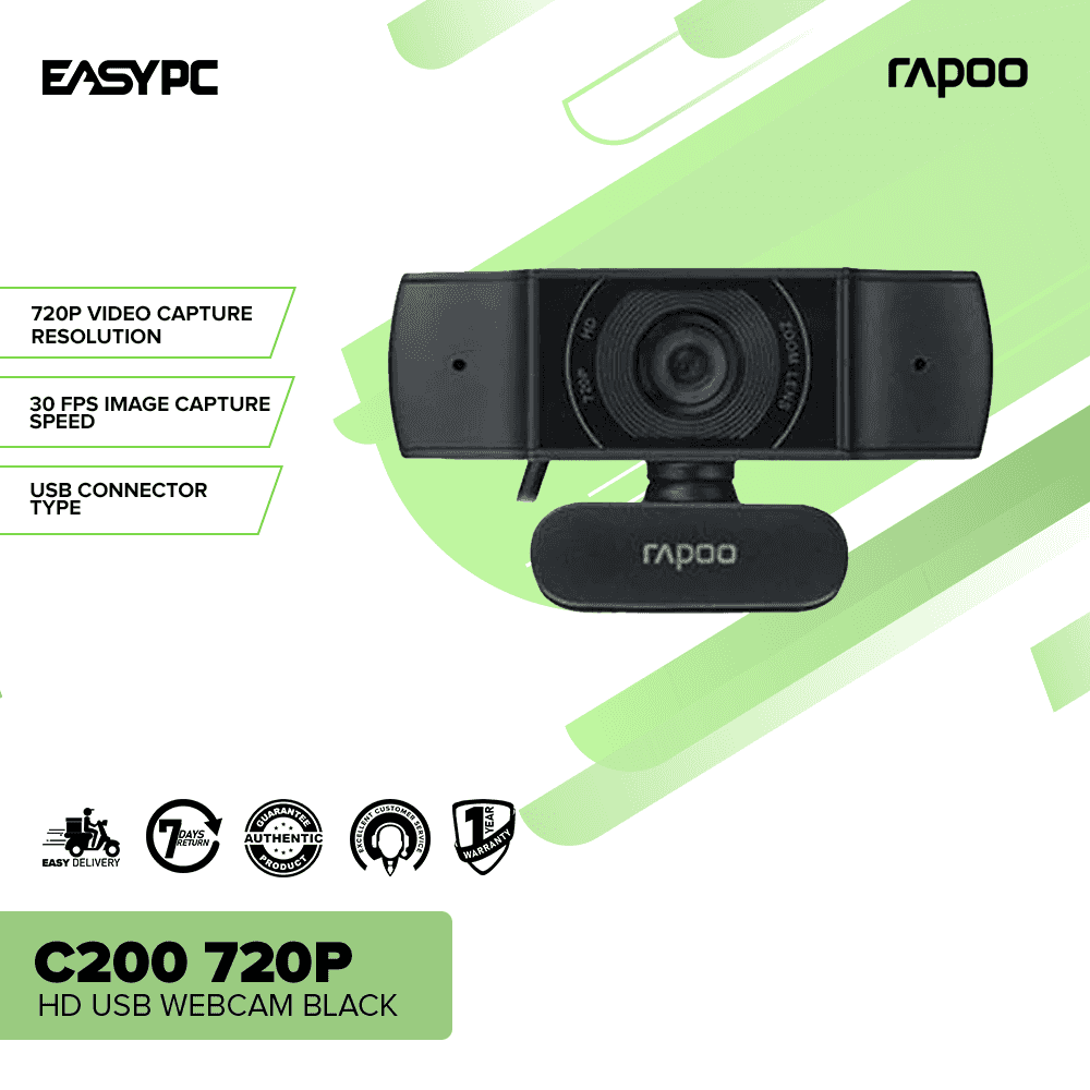 Rapoo C200 720p HD USB Webcam Black – EasyPC