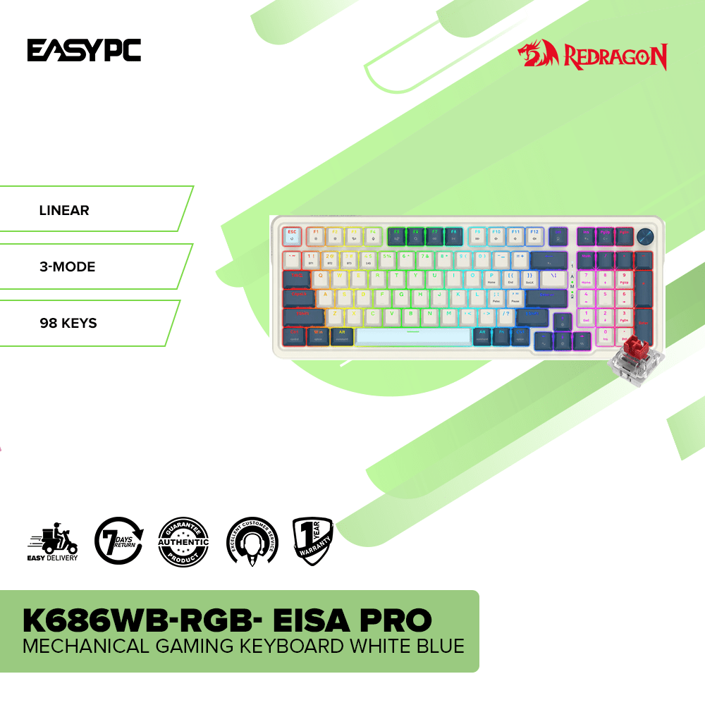 Redragon K686WB-RGB- EISA PRO Mechanical Gaming Keyboard White Blue ...