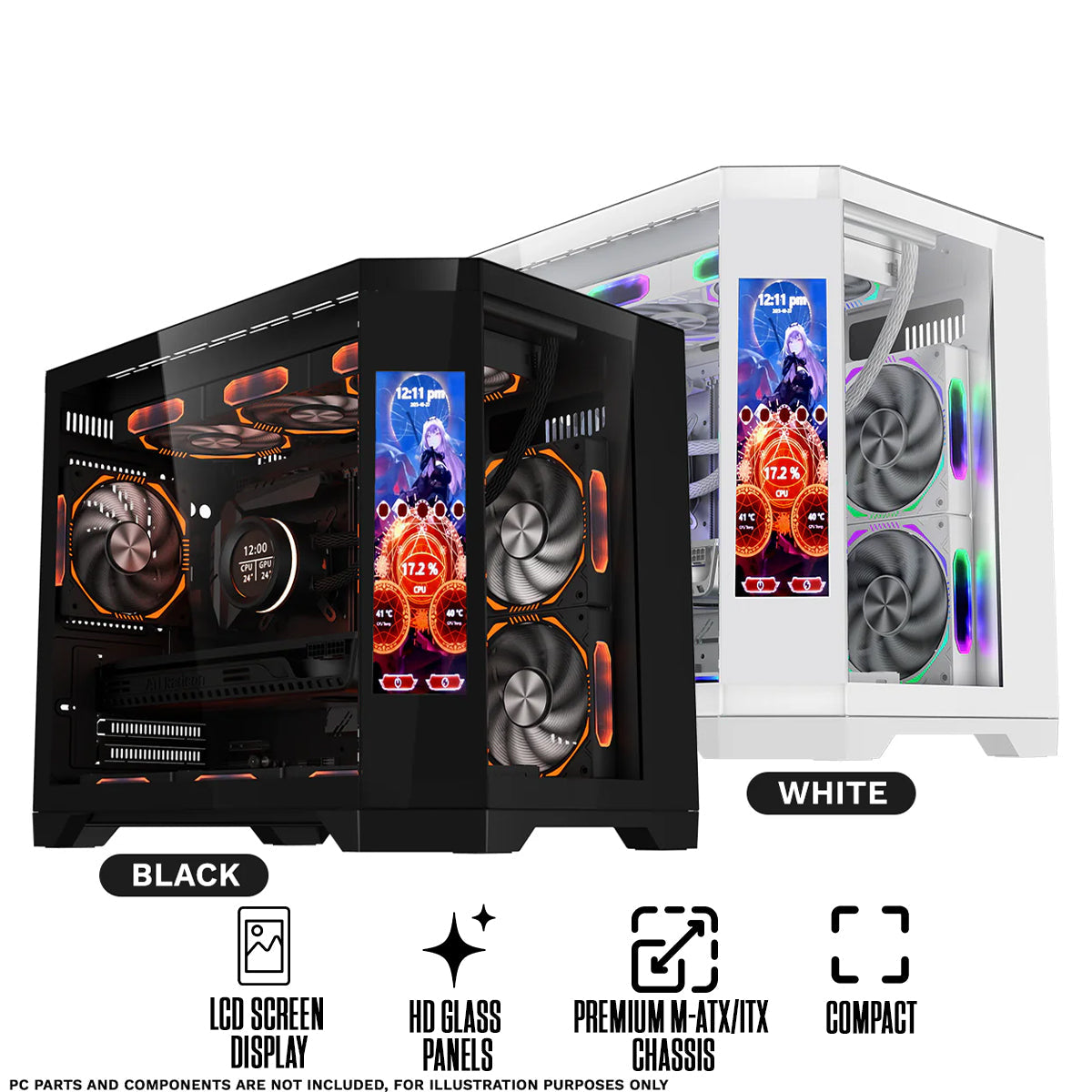 Coolman Spectra LCD Screen Micro ATX PC Case Black – EasyPC