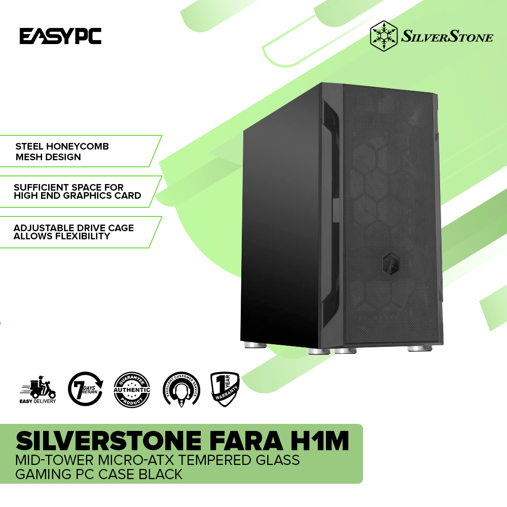 Silverstone FARA H1M Mid-Tower Micro-ATX Tempered Glass Gaming PC Case ...
