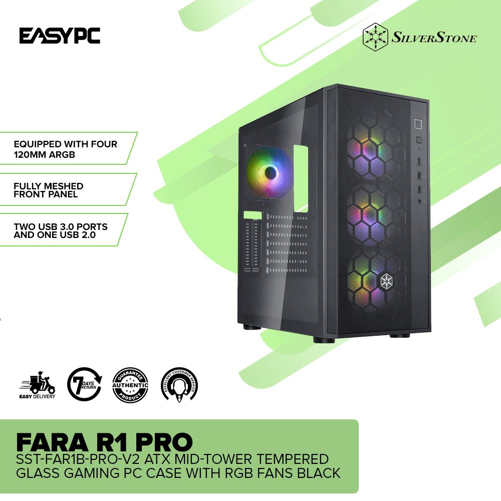 Silverstone Fara R1 Pro SST-FAR1B-PRO-V2 ATX Mid-Tower TG Gaming PC Ca ...