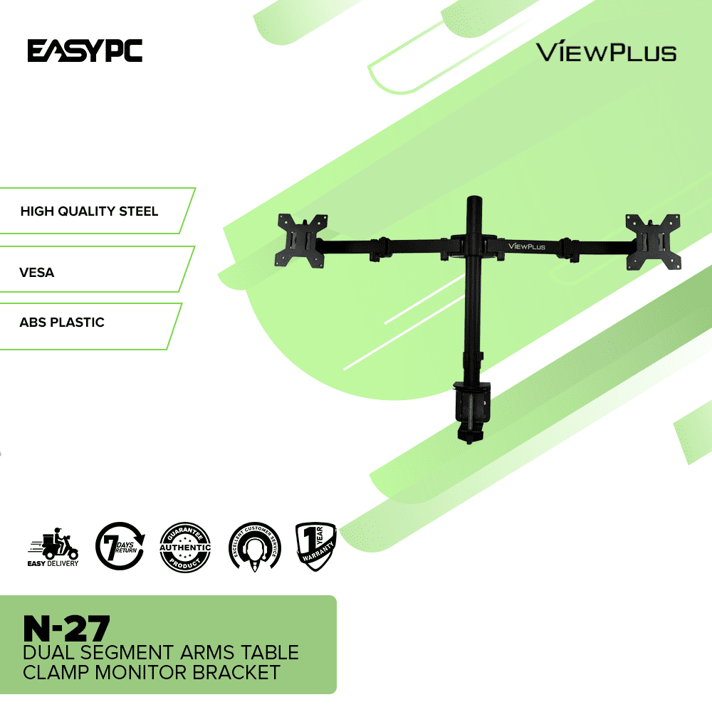 ViewPlus N-27 Dual Segment Arms Table Clamp Monitor Bracket – EasyPC