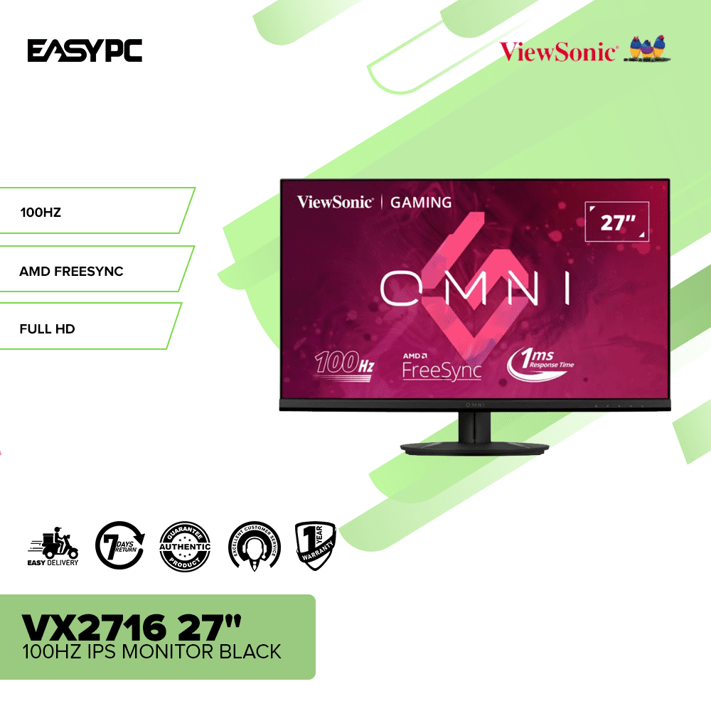ViewSonic VX2716 27" 100HZ IPS Monitor Black – EasyPC