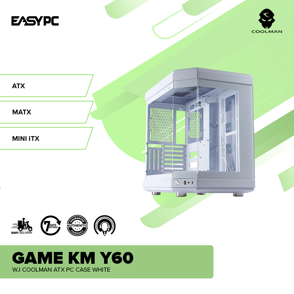 WJ Coolman Game KM Y60 ATX PC CASE White – EasyPC