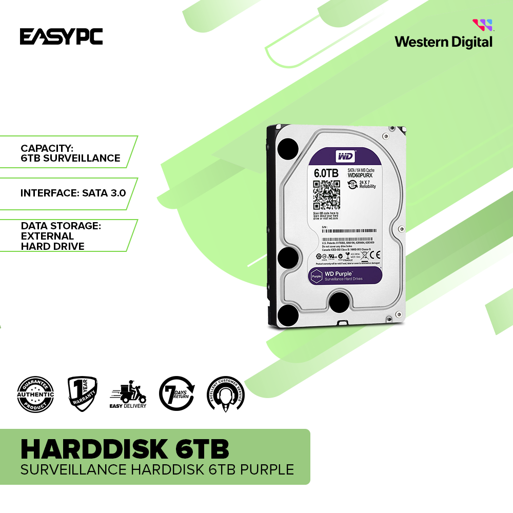 Western Digital Purple 6TB Surveillance SATA HDD – EasyPC