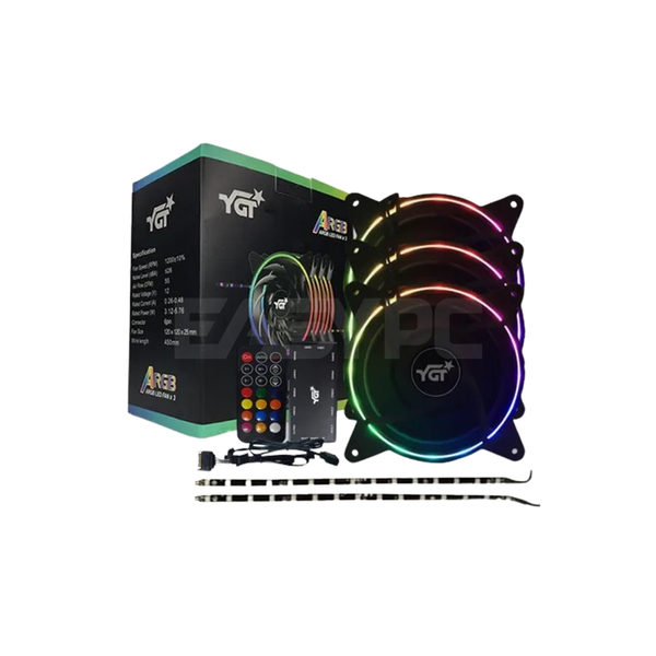 YGT #1250 3in1 120mm ARGB with fan HUB and remote Chassis Fan – EasyPC