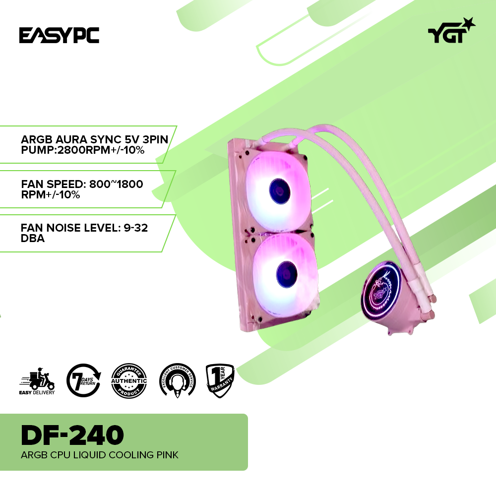 YGT DF-240 ARGB CPU DF-240 Pink – EasyPC