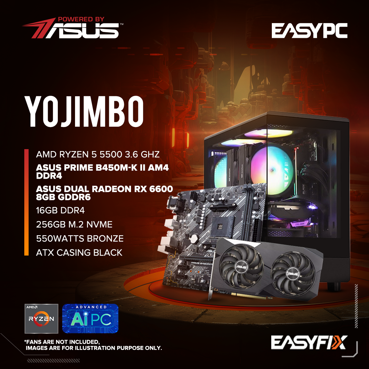 Yojimbo Asus B450M-K | ASUS RX 6600 | Ryzen 5 5500 – EasyPC
