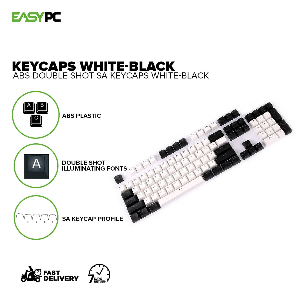 ABS Double Shot SA Keycaps White-Black, Black-White, Black-Red, Black ...
