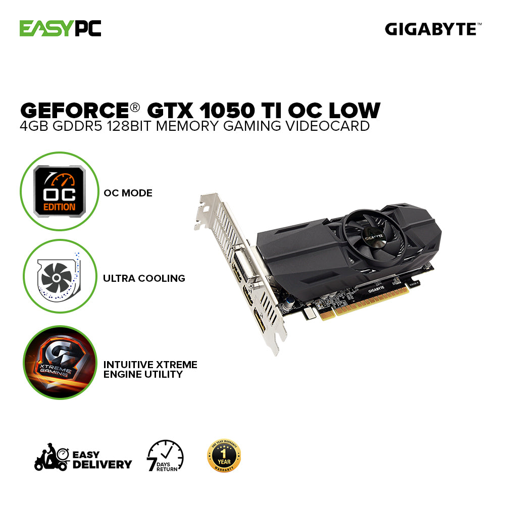 Gigabyte NVIDIAÂ® GeForce GTX 1050Ti OC Low Profile 4gb 128bit GDdr5 G ...