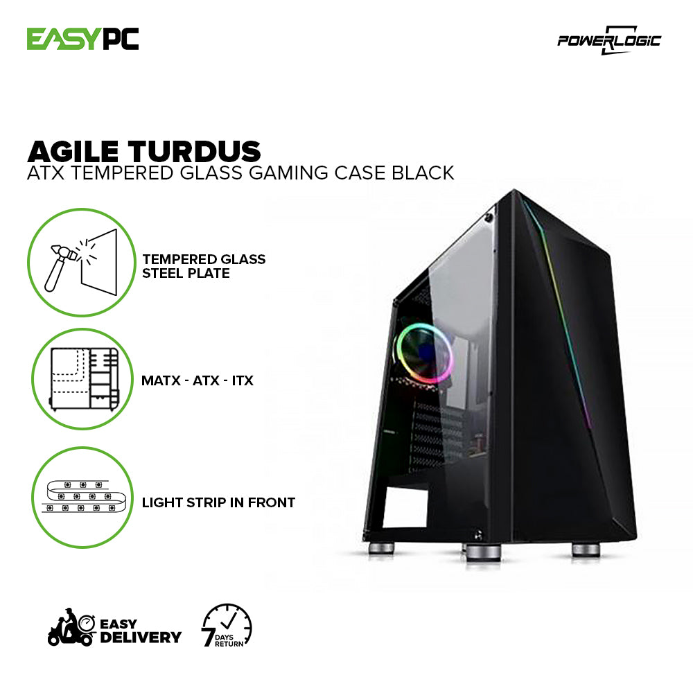 Powerlogic Agile Turdus/ Minokawa/ Frieden ATX Tempered Glass Black/Wh ...