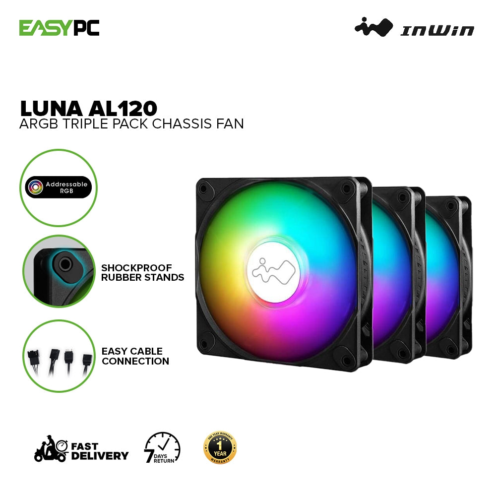 InWin LUNA AL120 ARGB Chassis Fan Triple Pack – EasyPC
