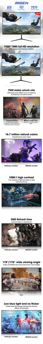 Migen N2468 24" IPS Panel 5MS/75HZ Online Schooling Homebase Work Game ...