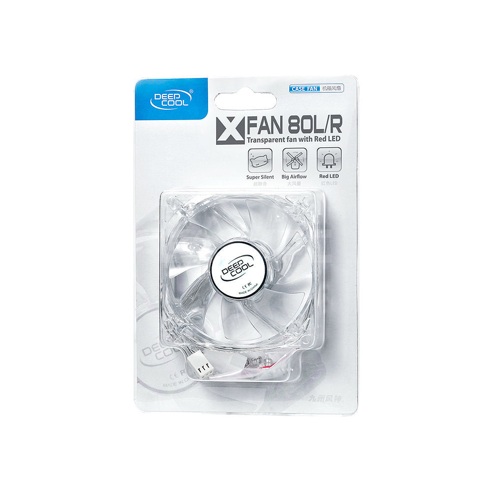 Deepcool XFAN 80mm L/R Transparent Chassis Fan Red Led – EasyPC