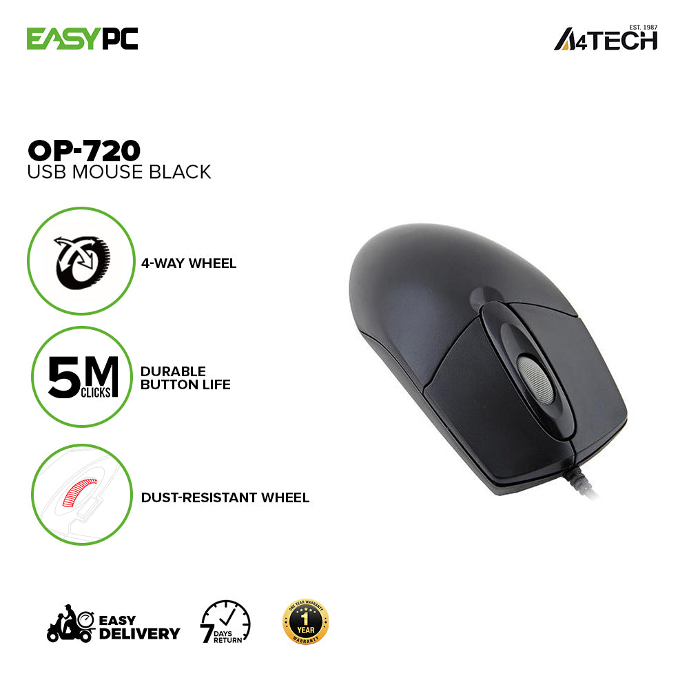 A4Tech OP-720 andÂ OP-720s Usb Plug and Play, Dust resistant wheel, Sy ...