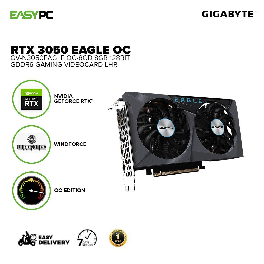 Gigabyte NVIDIA® GeForce RTX™ 3050 Eagle OC GV-N3050EAGLE OC-8GD 8gb 1 ...