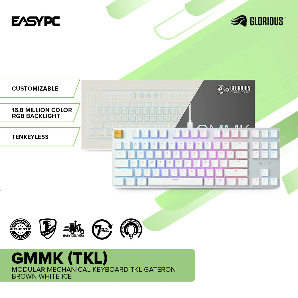 Glorious Modular Mechanical Keyboard TKL Gateron Brown White Ice – EasyPC