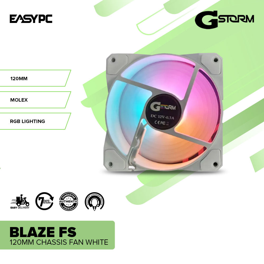 Gstorm Blaze FS 120mm RGB and LED Lighting Chassis Fan White – EasyPC