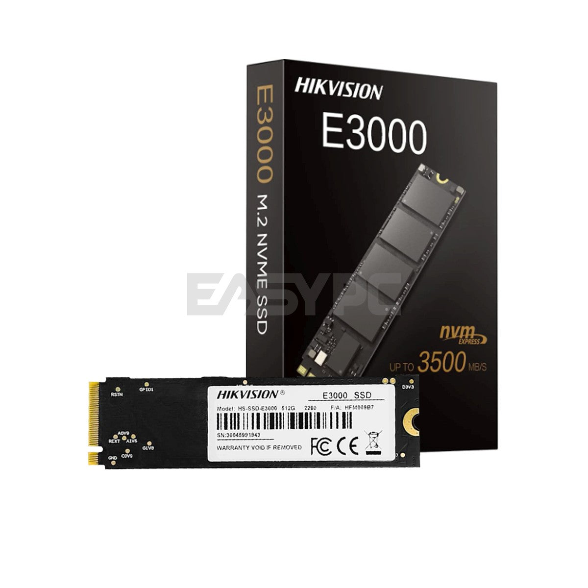 Hikvision E3000 256GB/512GB M.2 PCIe Gen3 NVMe SSD – EasyPC