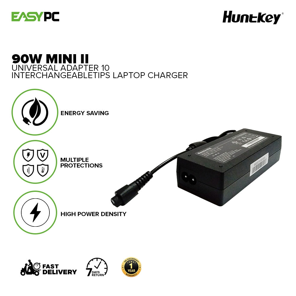 Huntkey 90W Mini Ii Universal Adapter 10 Interchangeabletips Laptop Ch ...
