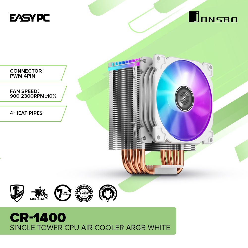 Jonsbo CR-1400 Single Tower CPU Air Cooler ARGB White – EasyPC