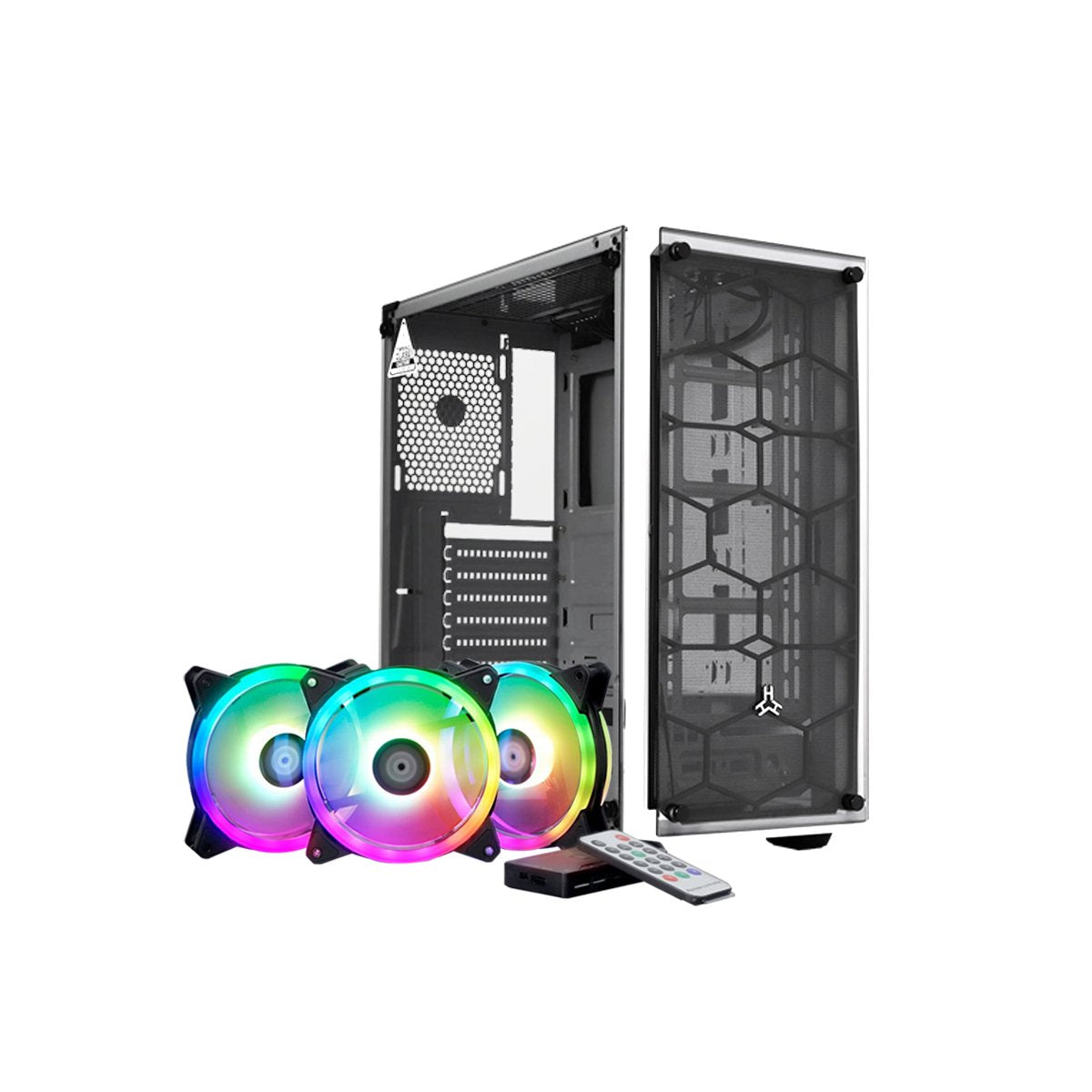 Rakk Hawani Flow PC Gaming Case Black/White Mid Tower Tempered Glass ...