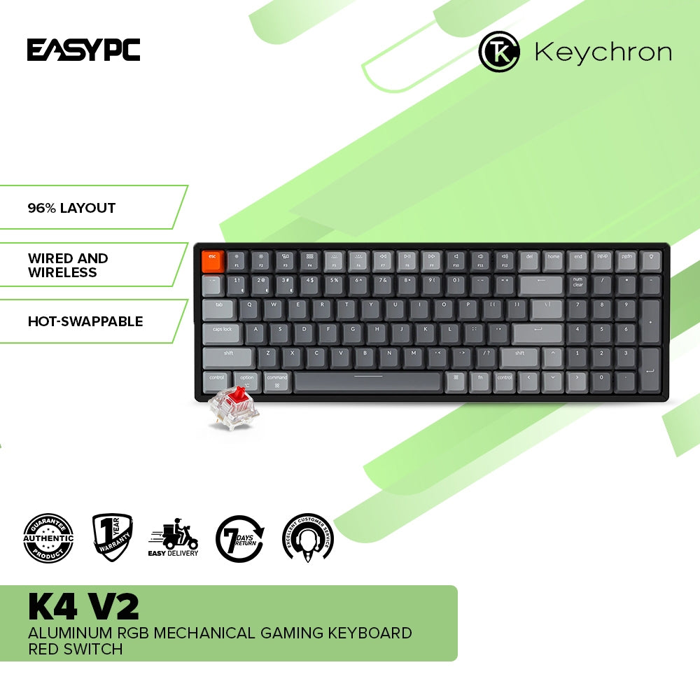 Keychron K4 V2 Hot-swappable RGB Wireless Mechanical Gaming Keyboard R ...