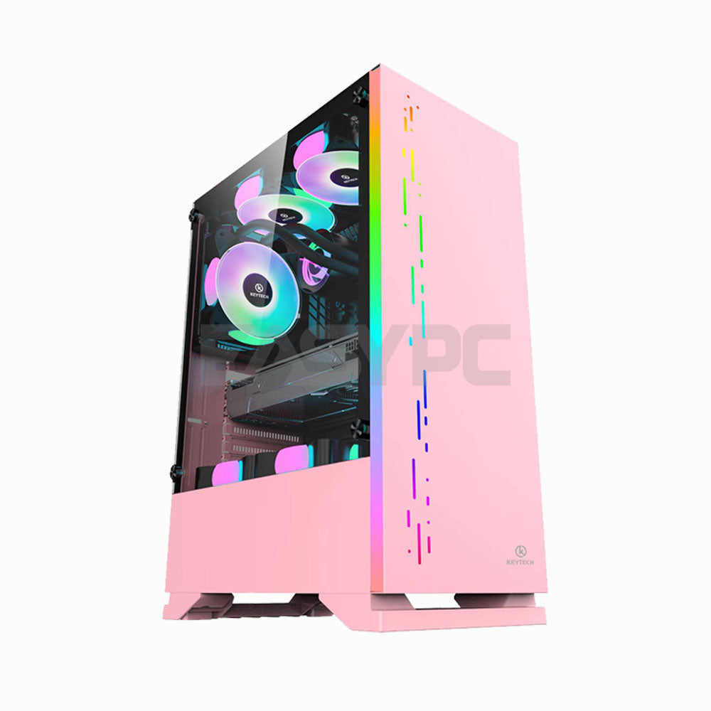 Keytech Shield Mid Tower Gaming PC Case Pink, White, Black or Mint – EasyPC