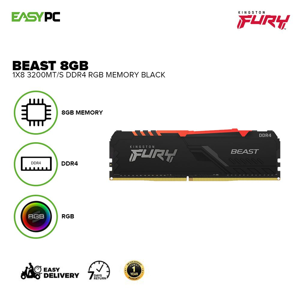Kingston hyper x 1x8gb Ddr4-3200MT/s Black Memory – EasyPC