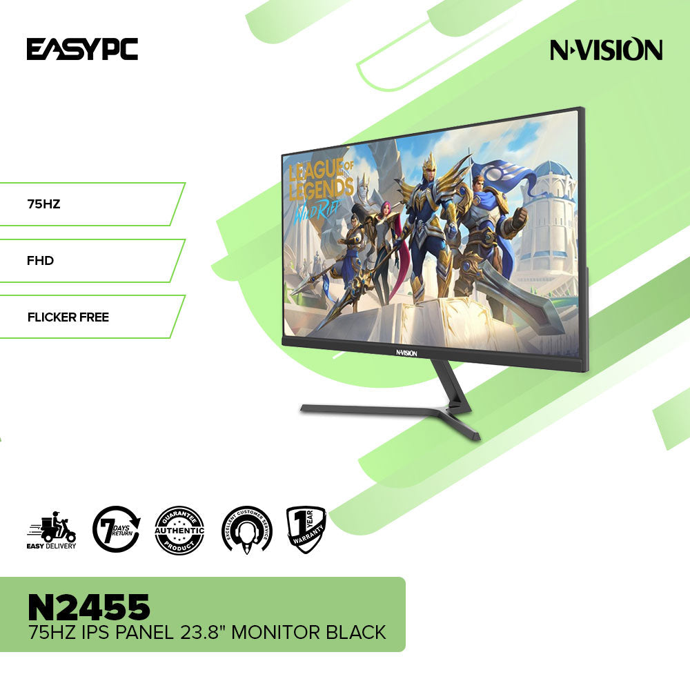 Nvision N2455 75Hz IPS Panel 23.8" Monitor Black/White – EasyPC