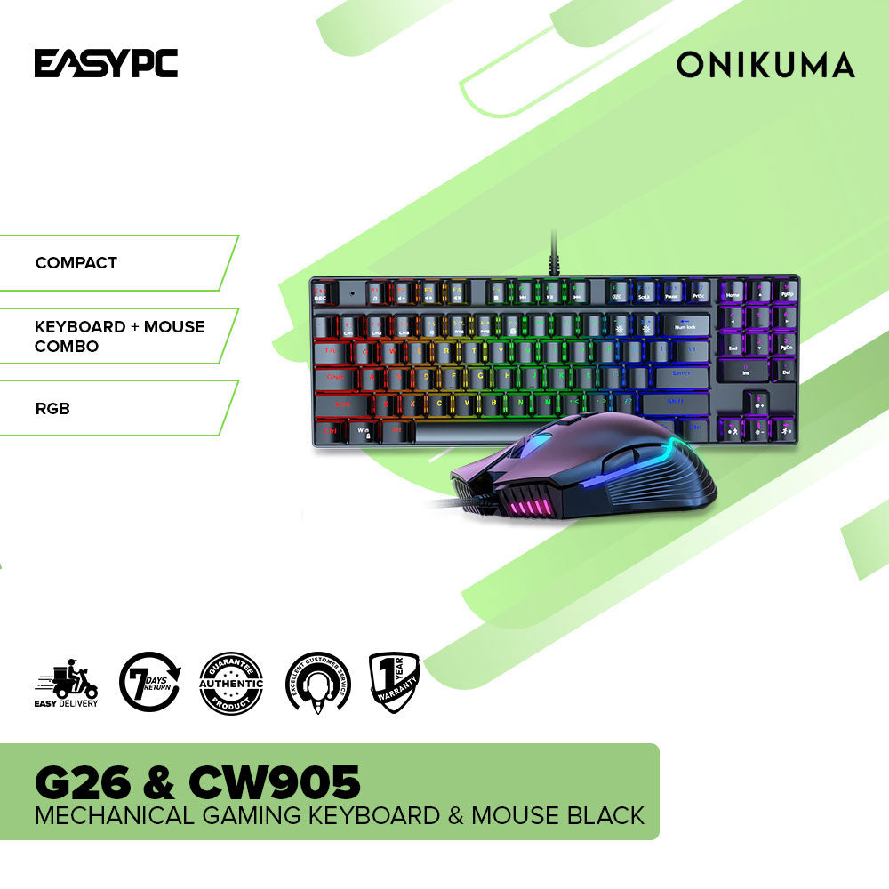 Onikuma G26 + CW905 Mechanical Wired Gaming Keyboard and Mouse Black ...