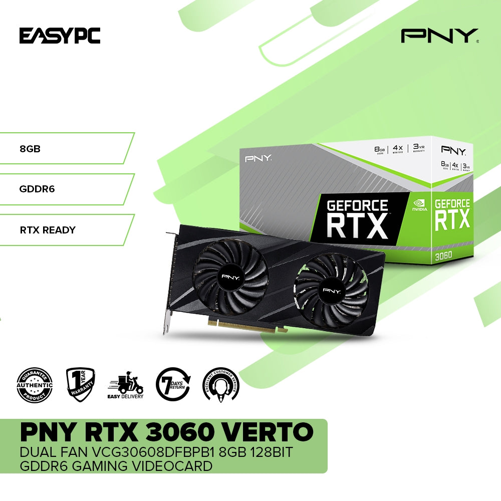 PNY NVIDIA® GeForce RTX™ 3060 VERTO Dual Fan VCG30608DFBPB1 8gb 128bit ...
