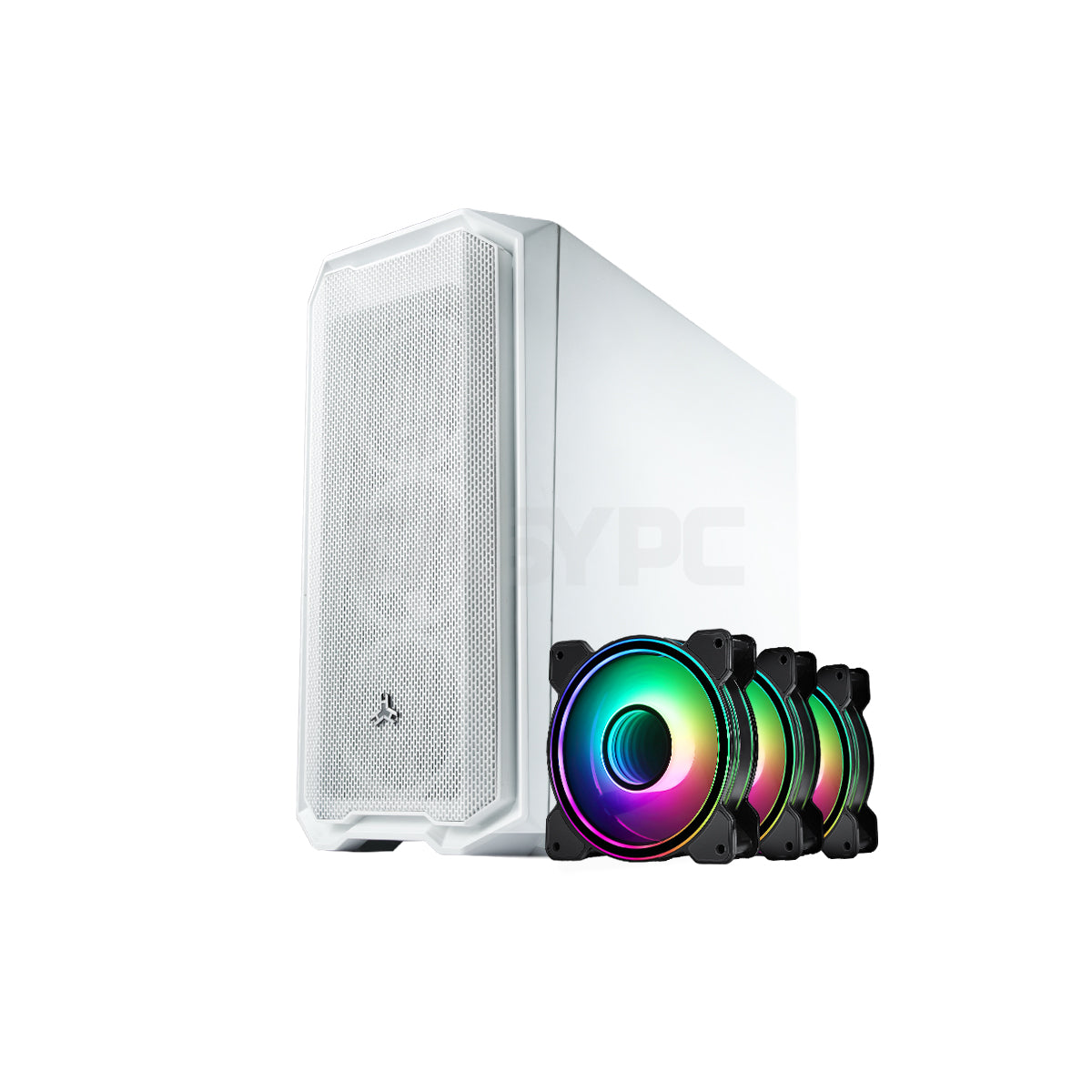 RAKK Haliya ATX Gaming Case White and RAKK ABYSS 120mm 3in1 Cooling Fa ...