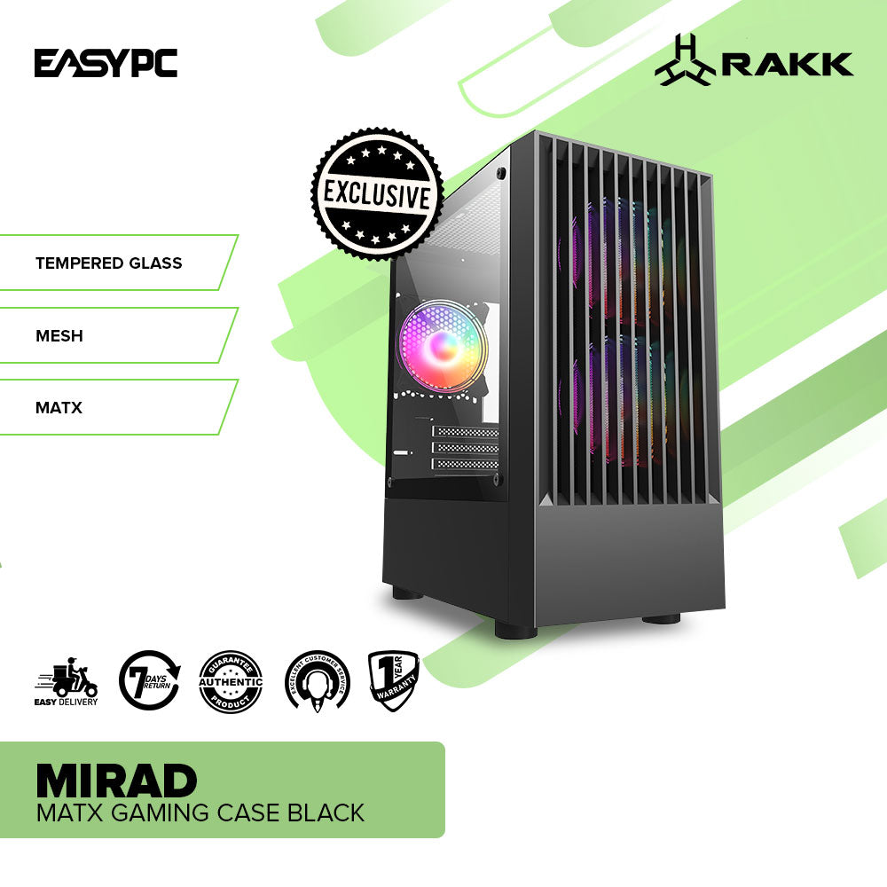 RAKK MIRAD Matx Black and White Tempered Glass Gaming PC Case – EasyPC