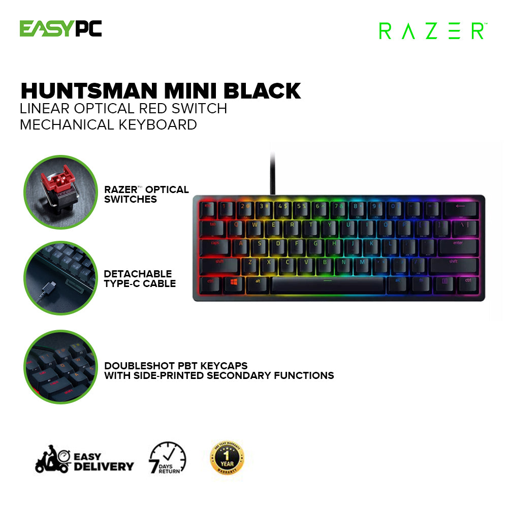 Razer Huntsman Mini Black/ White Case Detachable Type C Cable Linear O ...