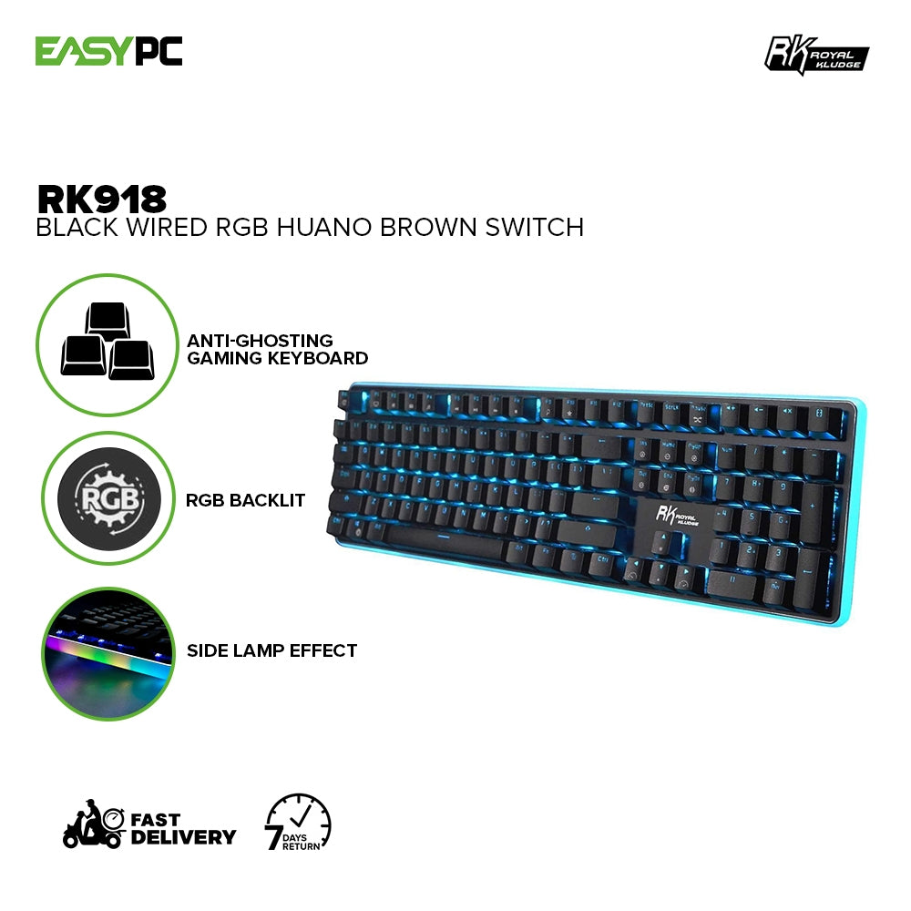 Royal Kludge RK918 RGB Symphony Lighting Huano Blue & Brown Switch Bla ...