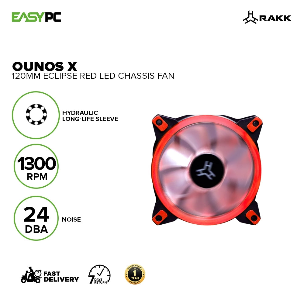 Rakk Ounos X 120mm Eclipse Red/Blue/Green/White Led Fan Chassis Fan ...