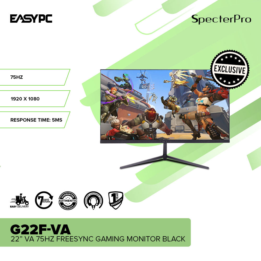 SPECTERPRO G22F-VA 22" VA 75hz Freesync Gaming Monitor Black – EasyPC