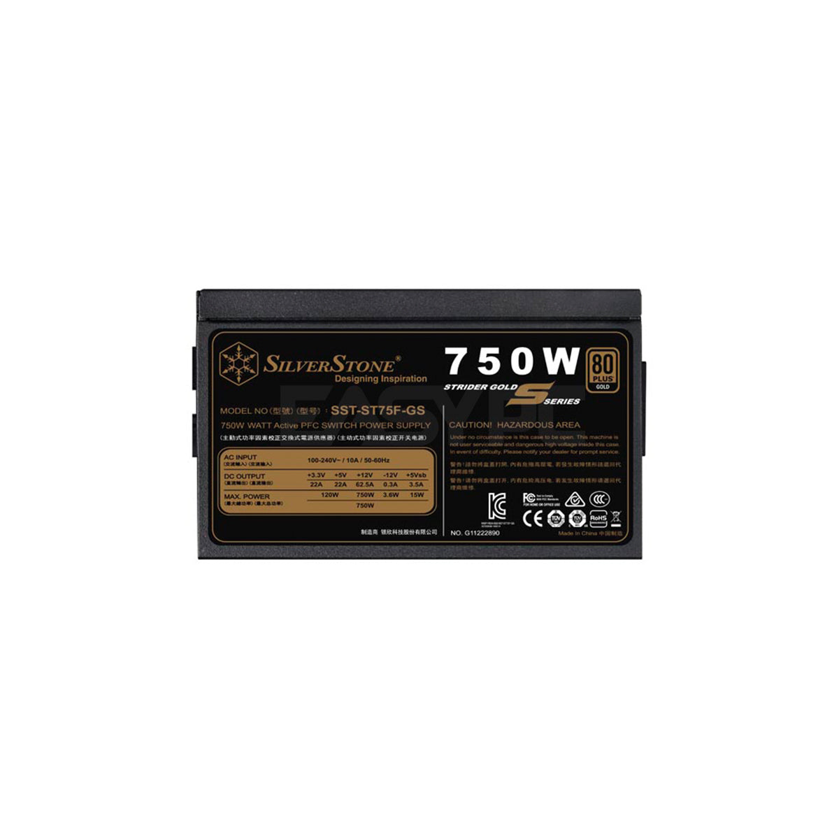 Silverstone Strider Gold S 750W 80+ Gold Single-Rail +12v Fully Modula ...