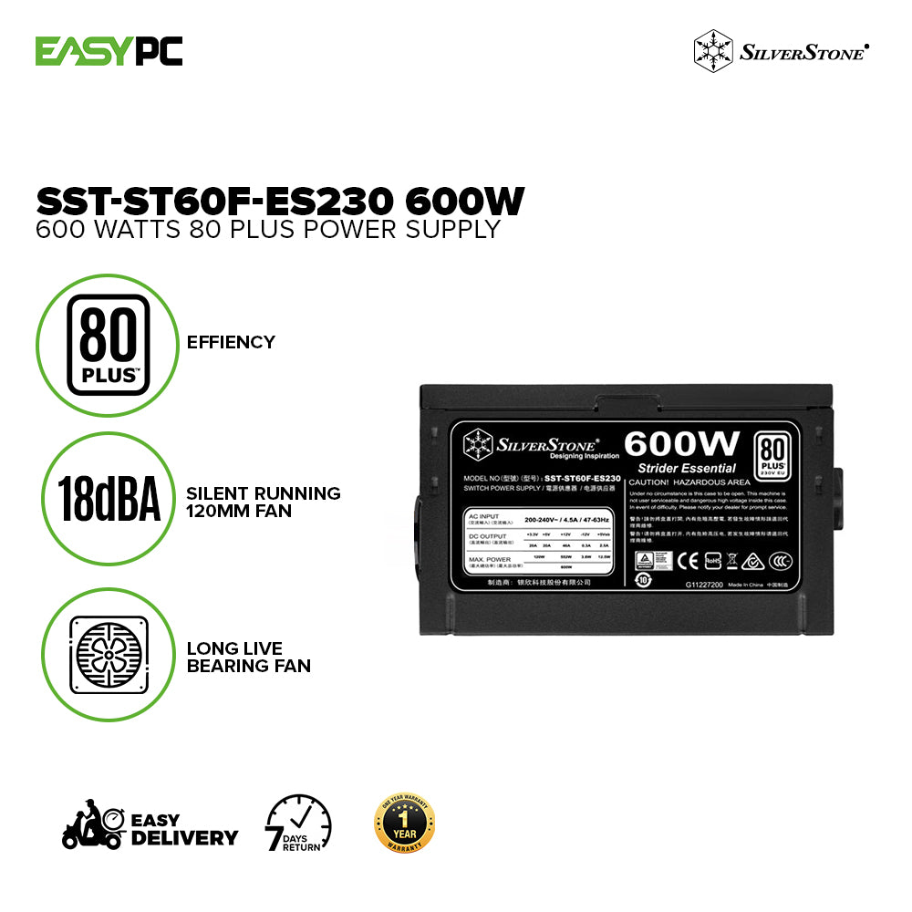 Silverstone SST-ST60F-ES230 600 Watts 80 Plus Power Supply – EasyPC