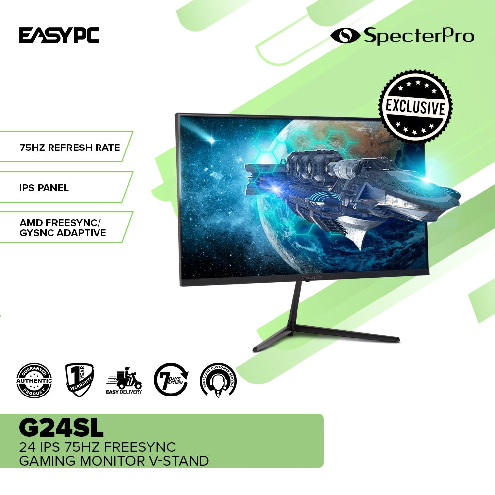 SpecterPro G24SL 24" IPS 75Hz Freesync Gaming Monitor V-Stand – EasyPC